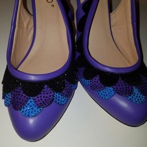 Ashro | Shoes | Ashro Slingbacks Heels Purple With Petals | Poshmark